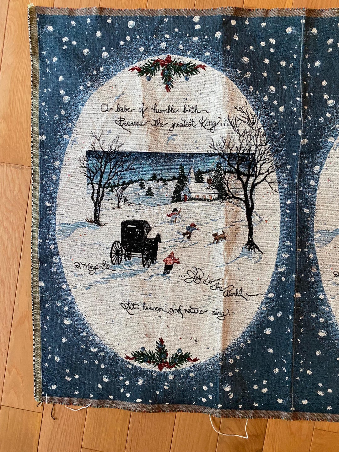 Amish Winter Scene Decorative Tapestry Panel Small Town America ...