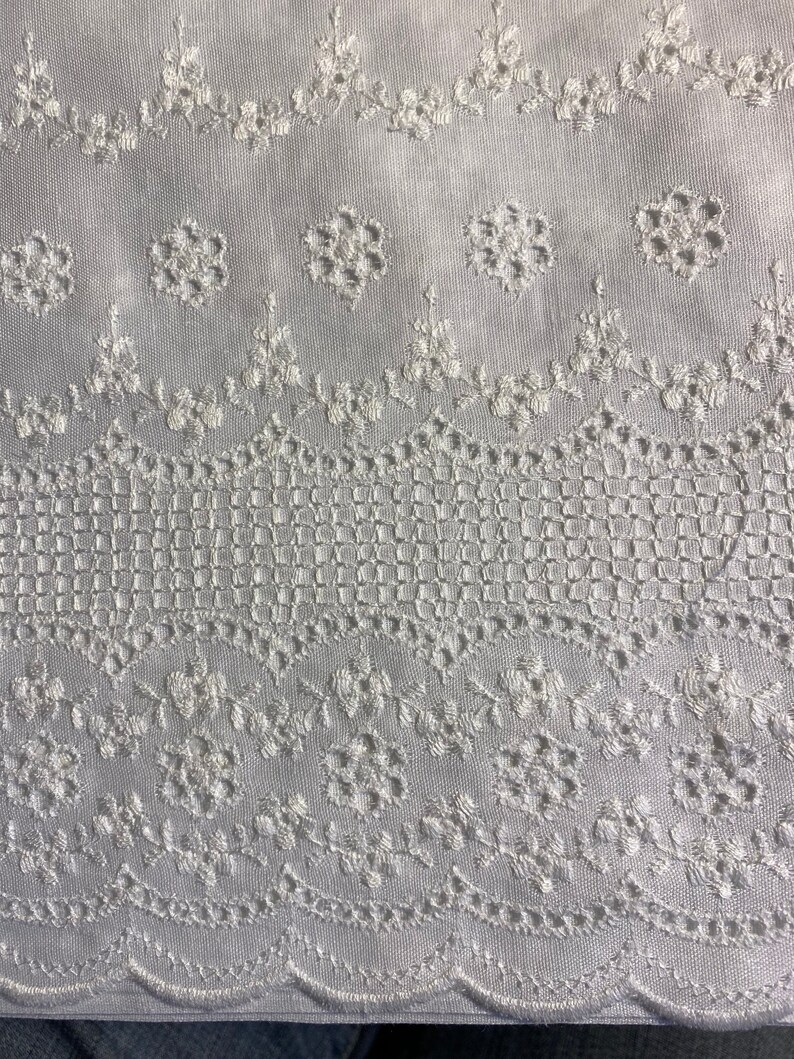 White on White Eyelet Fabric Embroidered Flowers - Eyelet 7" Lace ...