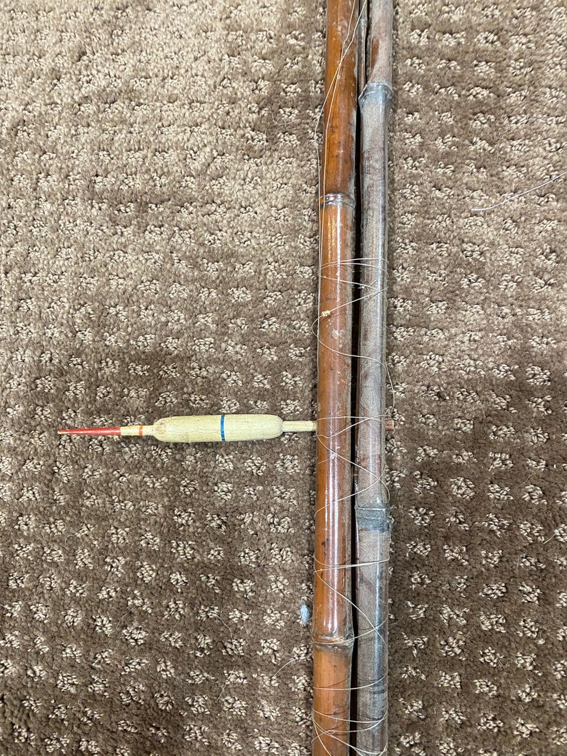 Vintage Dark Bamboo Fishing Rod / Pole With Line Cleat and - Etsy