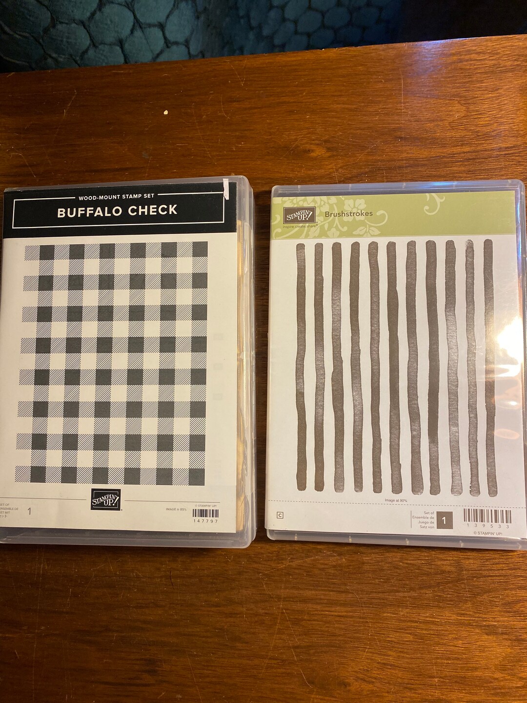 Stampin UP Rubber Stamp Blocks - Choose Brushstrokes or Buffalo Check ...