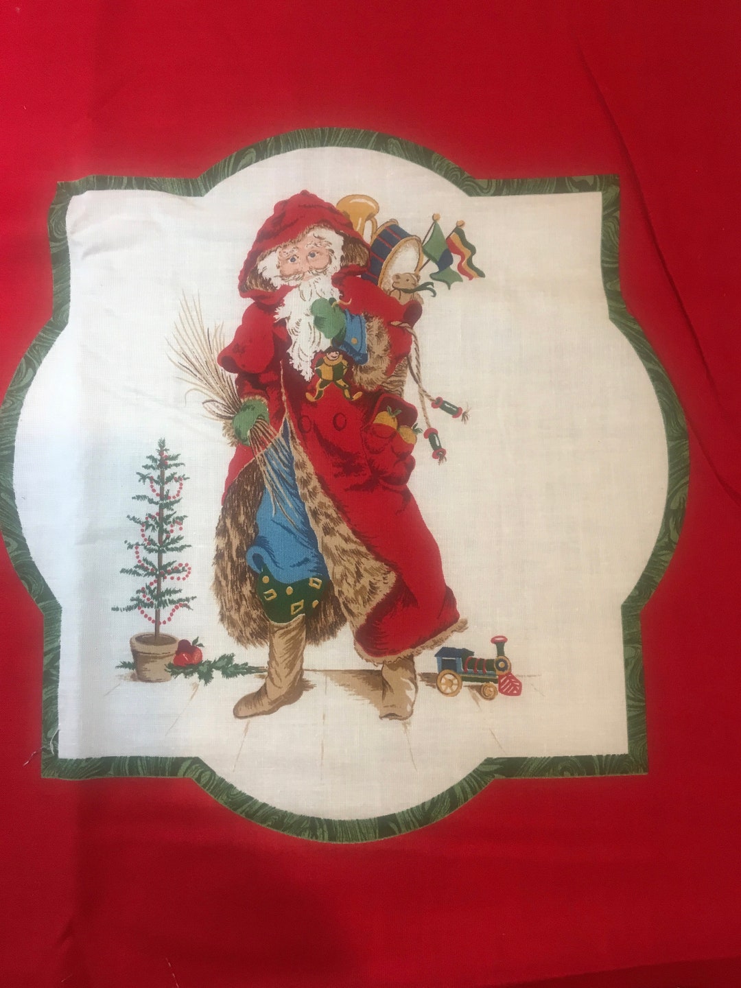 Santa Claus Christmas Fabric Panels to Sew, 3 - 14" X 14" Ready to Sew ...