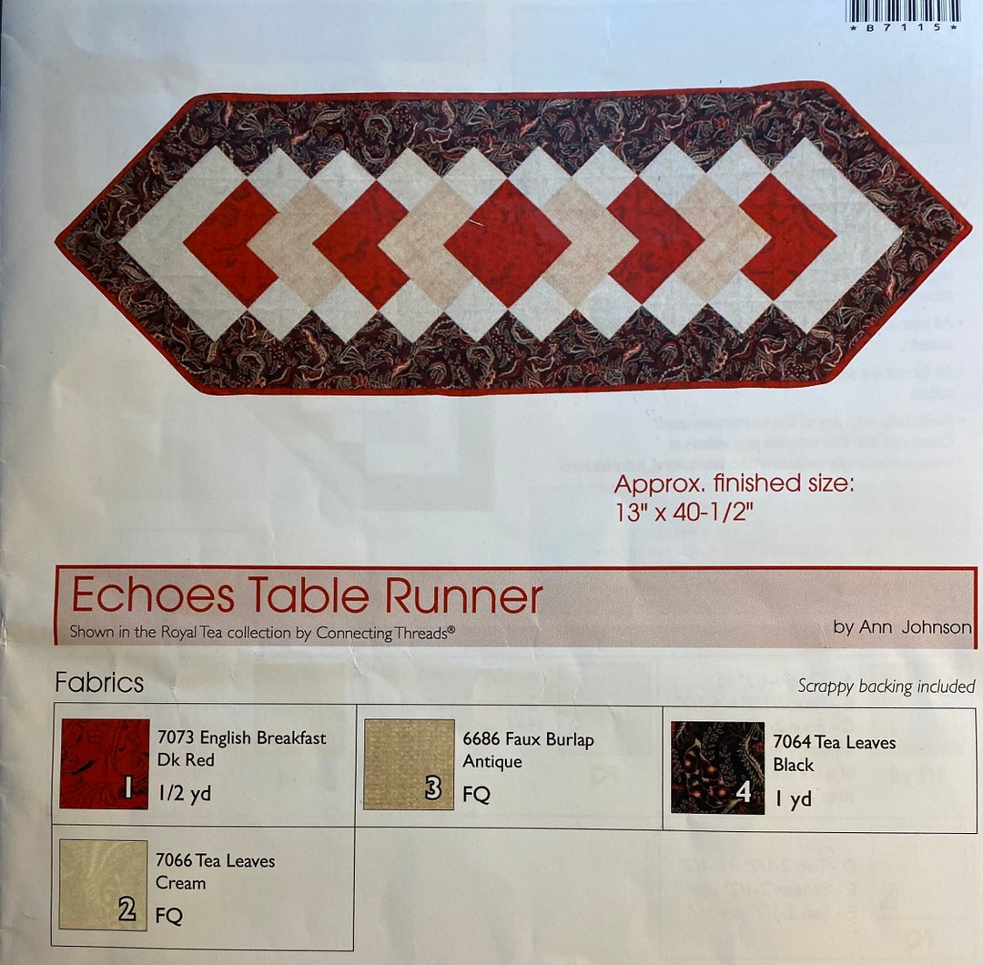 Quilted Echoes Table Runner Fabric Kit, Includes -fabric Required to Finish Table Topper / Mats ...
