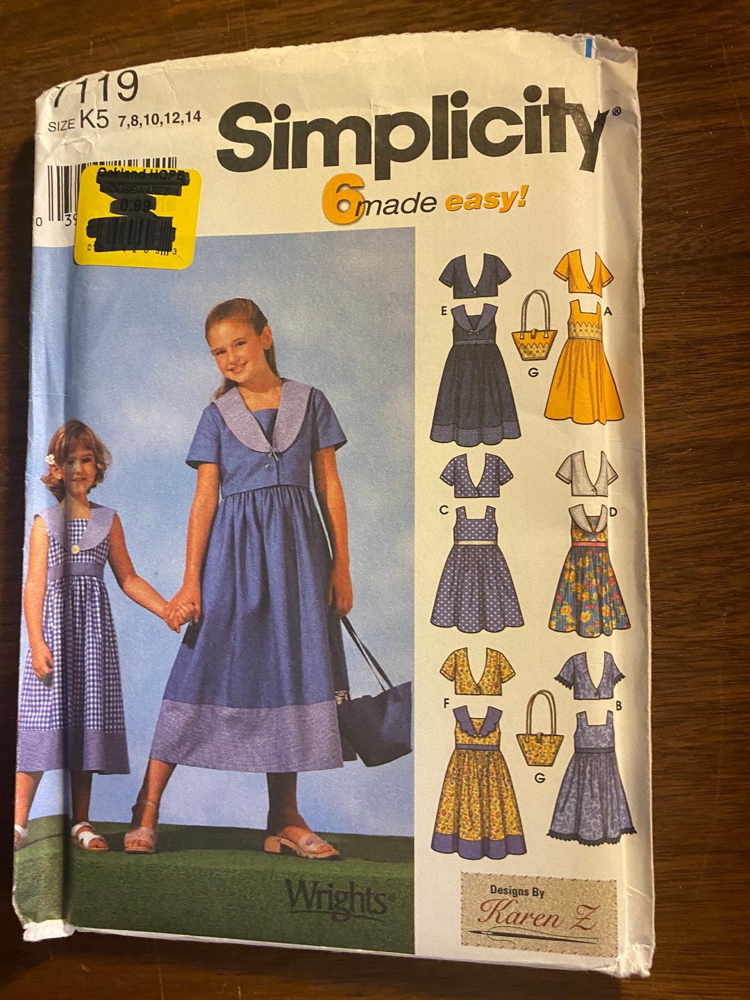 With Overskirt - Sewing Pattern - 2002 Simplicity 7119 Size 7, 8, 10 ...