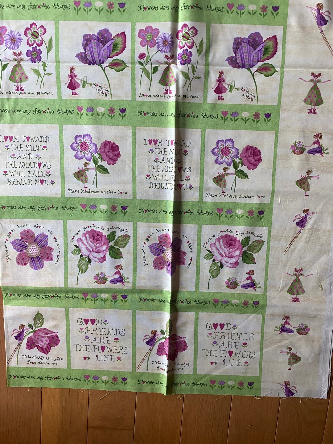 Northcott Flowers Are My Favorite Things Friendship Fabric PANEL - Ro ...