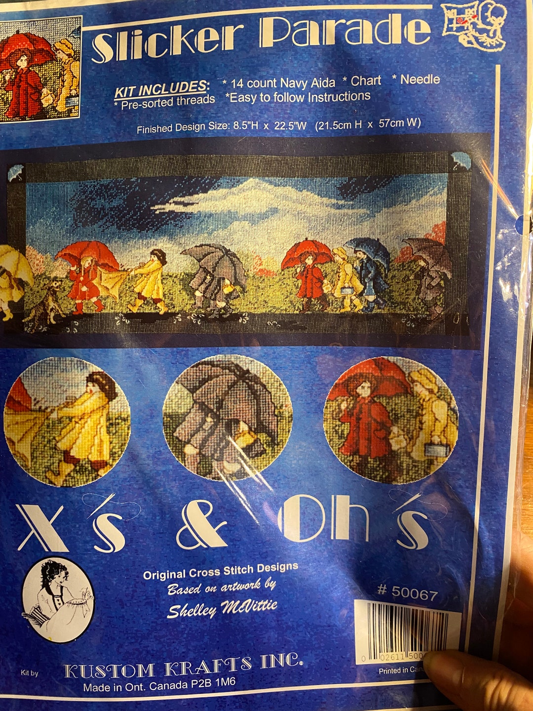 Slicker Parade Kids in the Rain - Cross Stitch Kit - Kustom Krafts ...