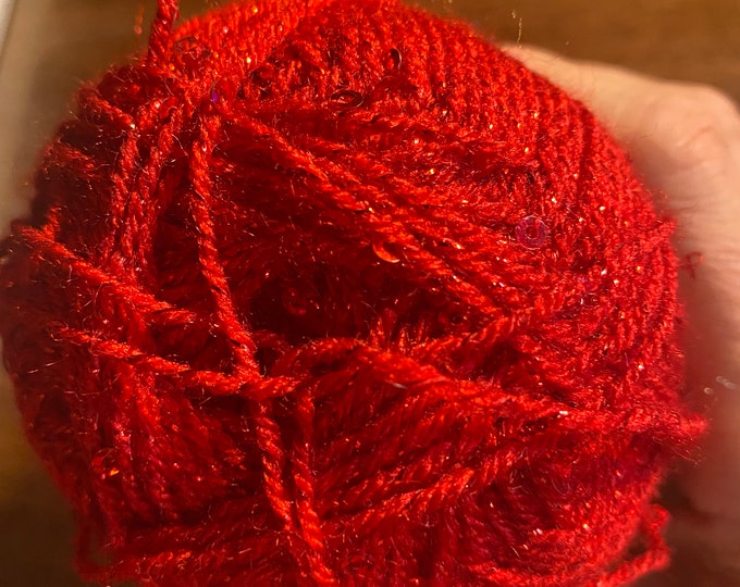 Loops & Threads Payette Ruby Red Yarn Touch of Metallic Red - 216 Yards 1.75 Oz, Knit, Crochet ...