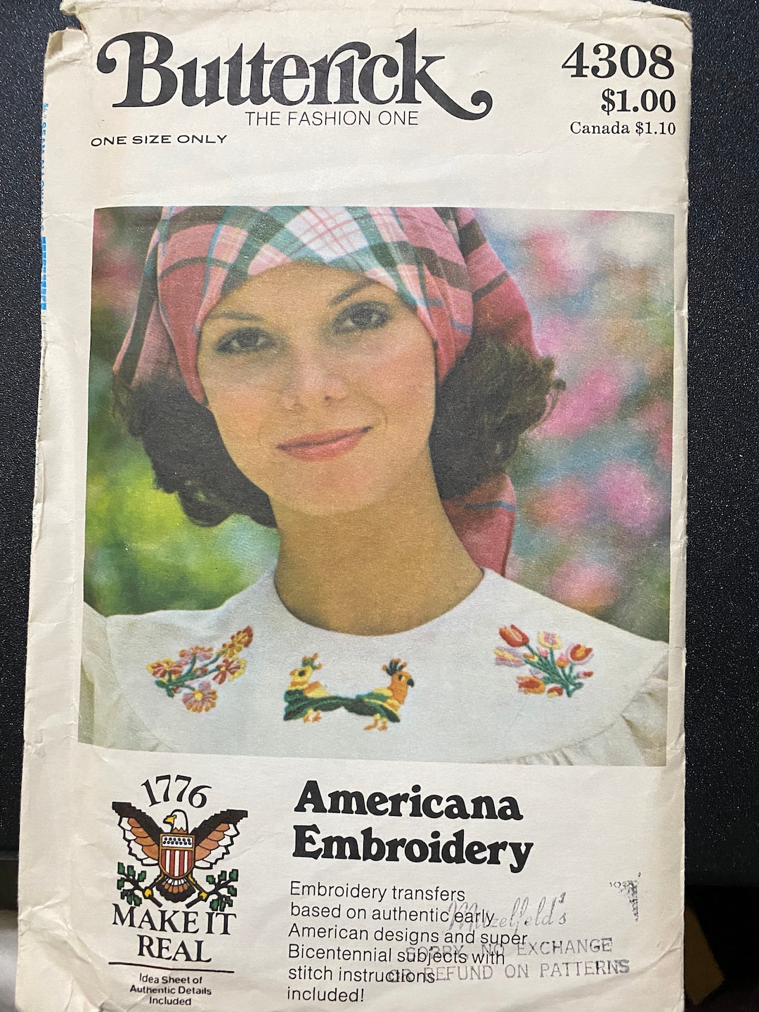 Americana Embroidery Transfers - Butterick 4308 Pattern Embroidery ...