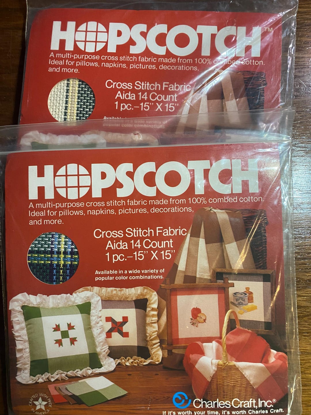 Hopscotch Plaid Border Cross Stitch Fabric Charles Craft Aida 14 Count ...