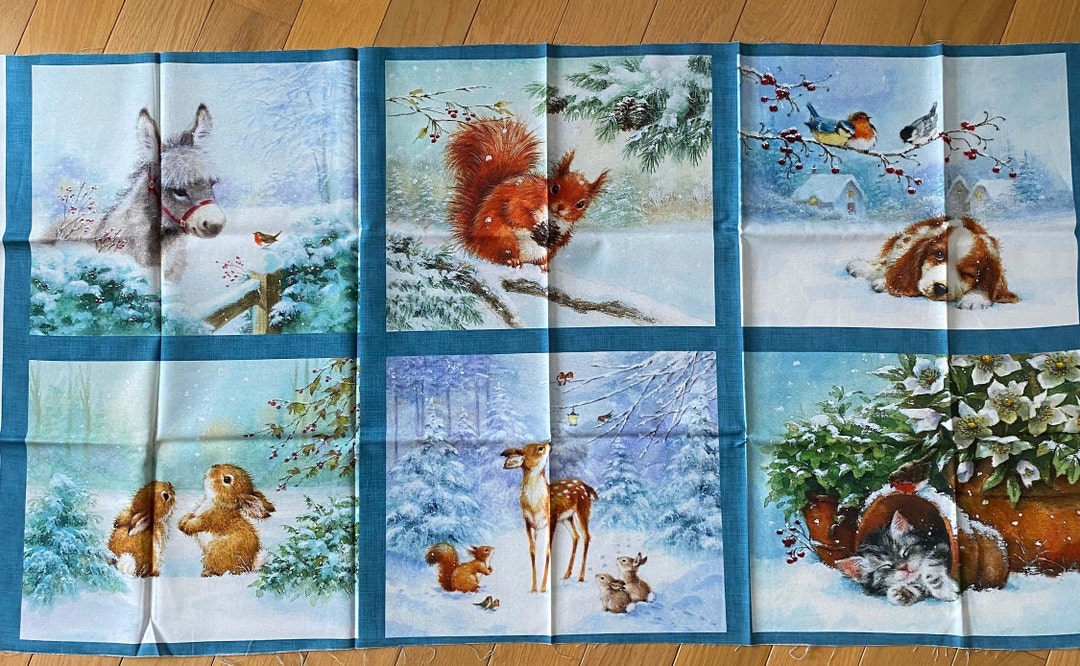 Snow Pals Winter Scene Fabric Panel Hazel Lincoln Quick Easy Project ...