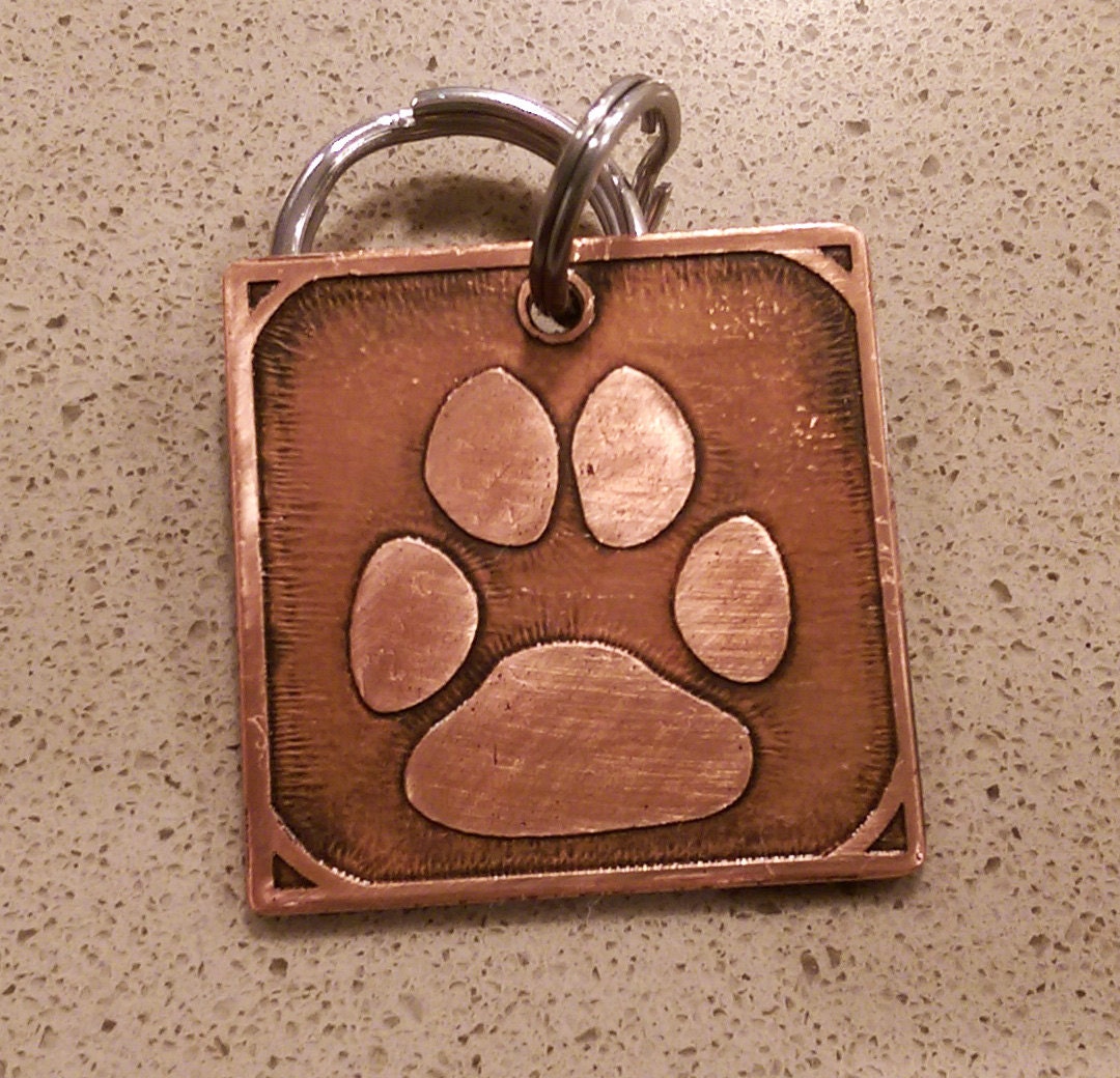 Dog ID Tag - Paw Print in Copper - Etsy