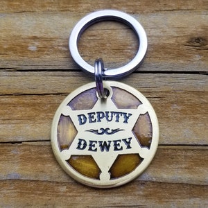 Personalized Dog ID Tag - Deputy Badge - Star - Brass - Handmade - Dog ...