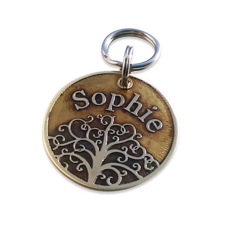 Dog Tag - Tree of Life in Brass - Etsy