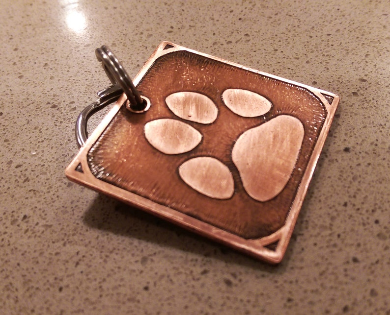Dog ID Tag - Paw Print in Copper - Etsy