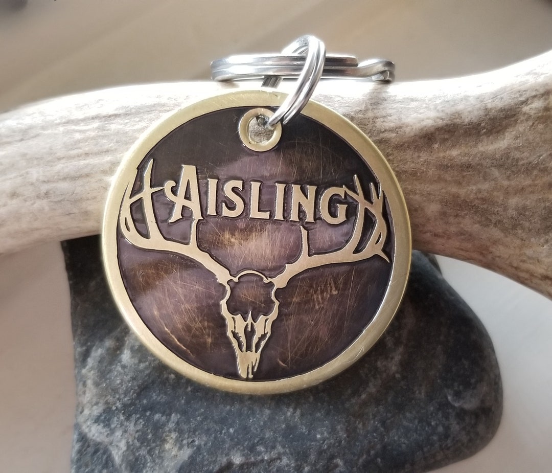 Personalized Handcrafted Deer Skull Hunting Dog ID Tag - Etsy