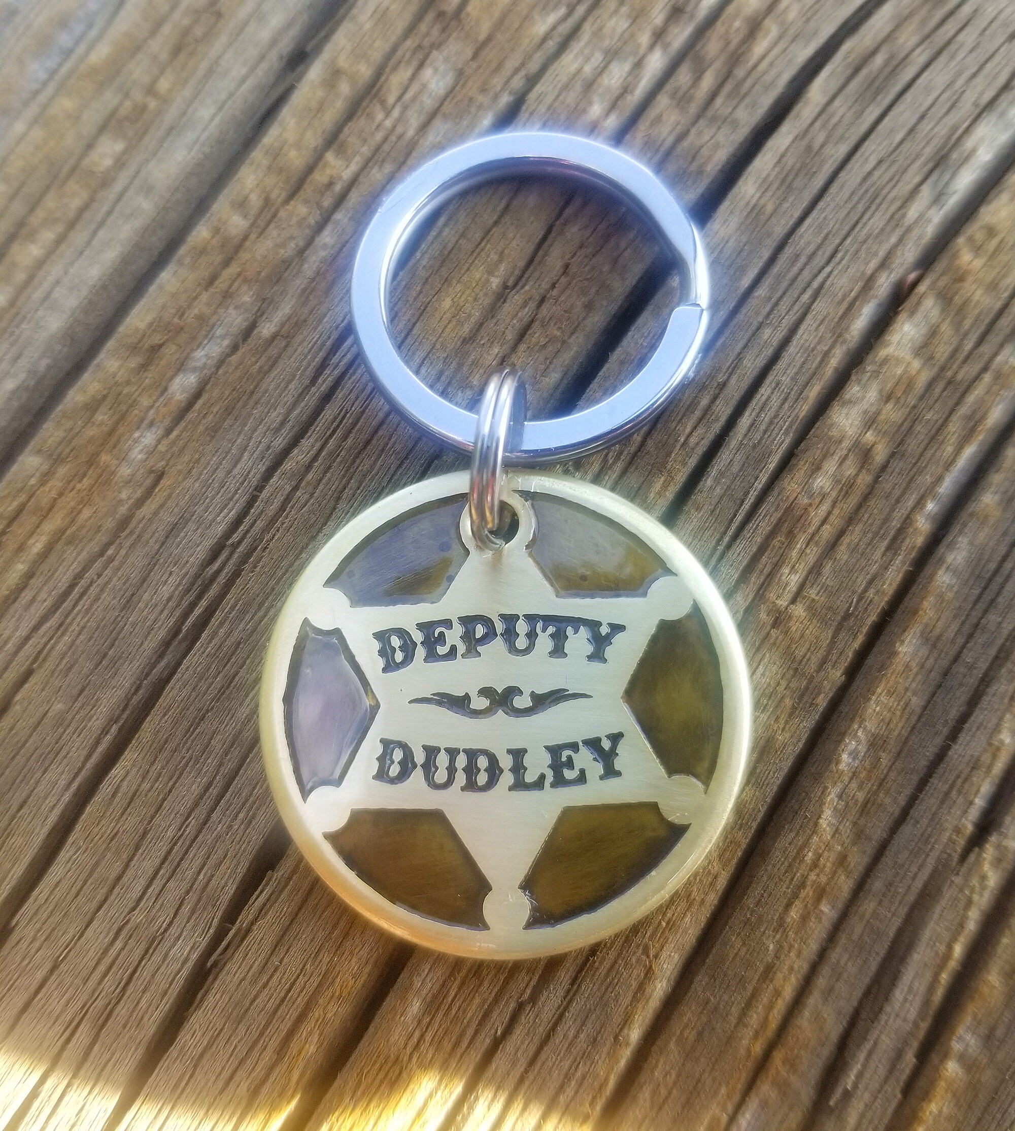 Personalized Dog ID Tag Deputy Badge Star Brass - Etsy