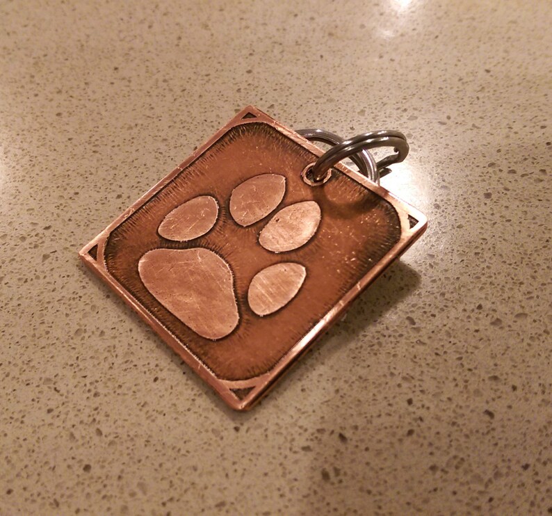 Dog ID Tag - Paw Print in Copper - Etsy