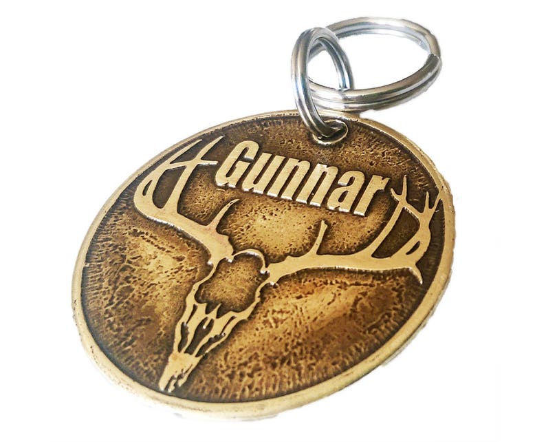 dog-id-tag-hunting-tag-deer-skull-etsy