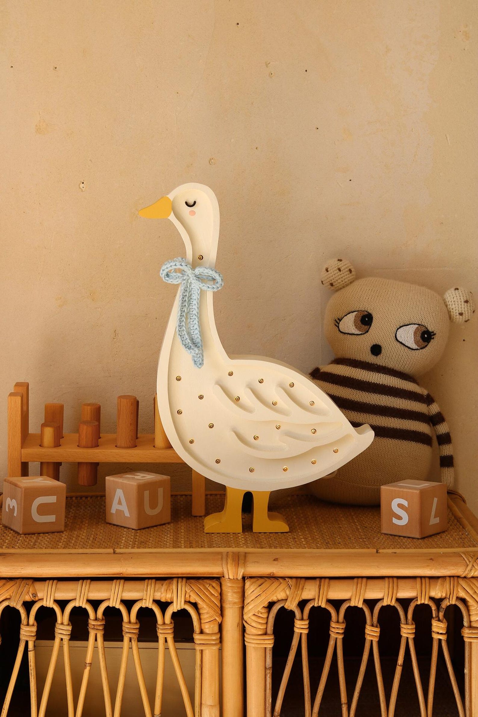 Rustic Goose Night Light Wooden Nursery Lamp Farmhouse Style Kids Room ...