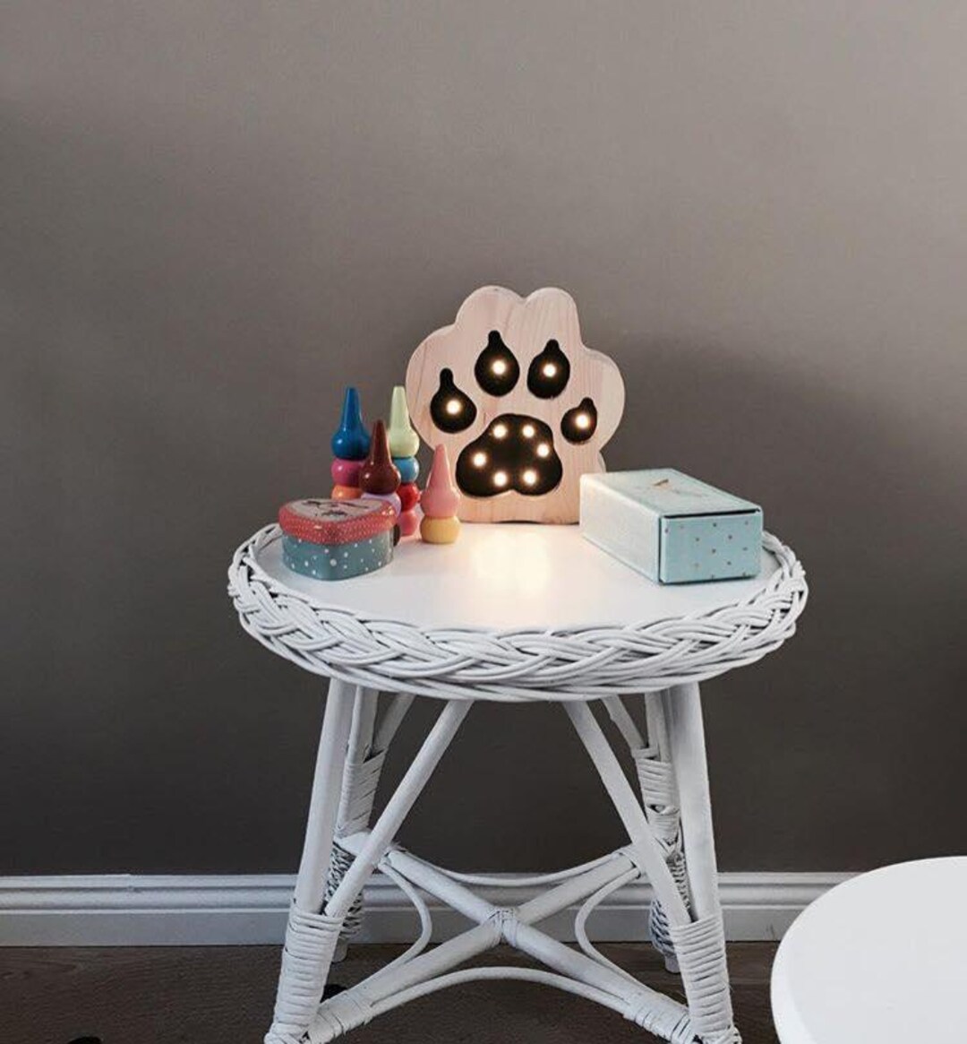 Little Lights Wooden Paw Print Lamp – LED Night Light for Kids – Pet ...