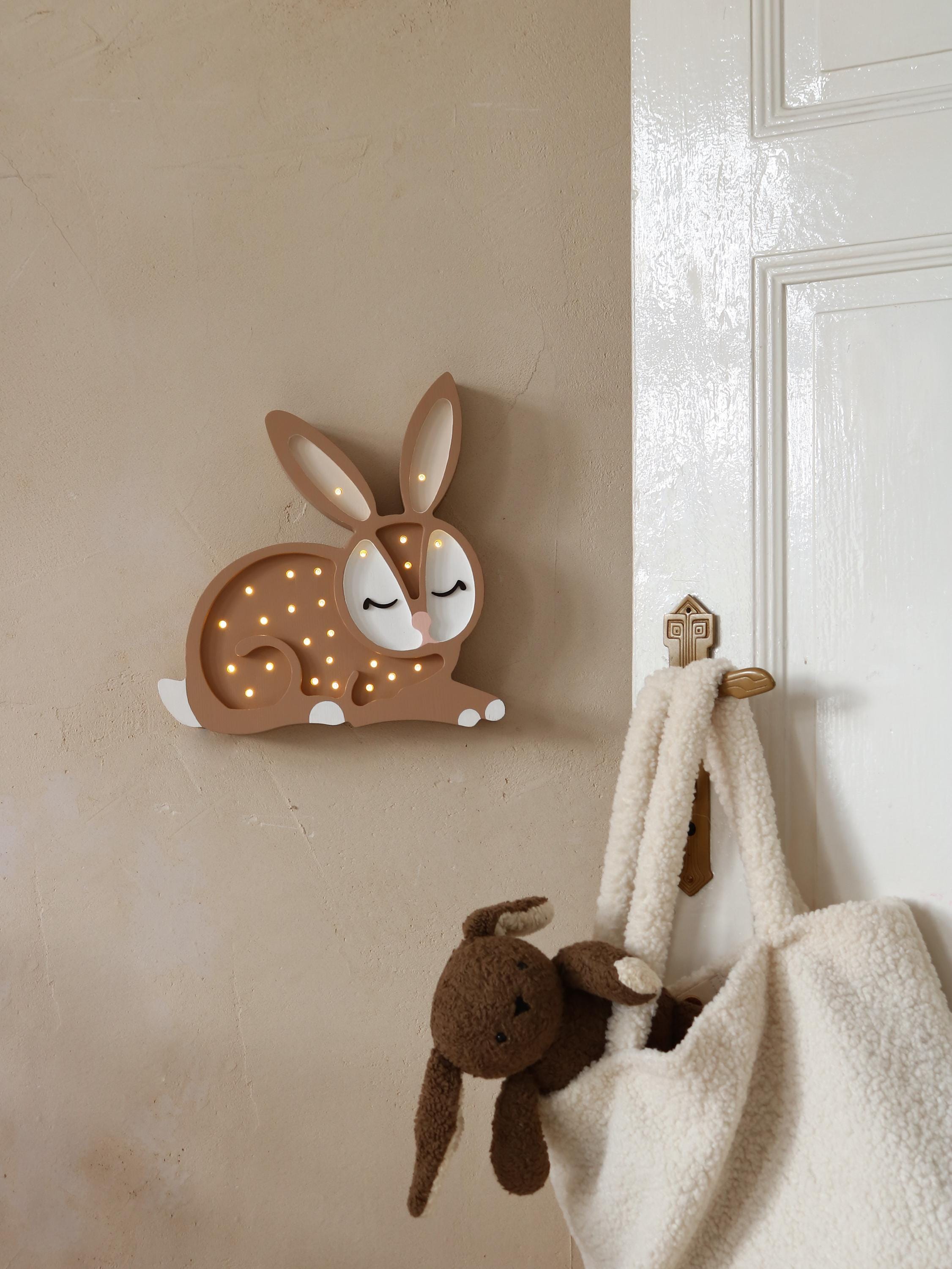 Wooden Bunny Night Light – Forest Decor for Kids' Room – Handmade Lamp ...