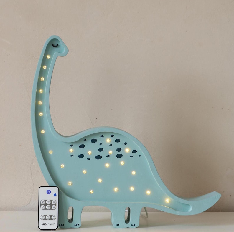 Adorable Diplodocus Night Light – Handmade Wooden Dinosaur Lamp – Dino ...