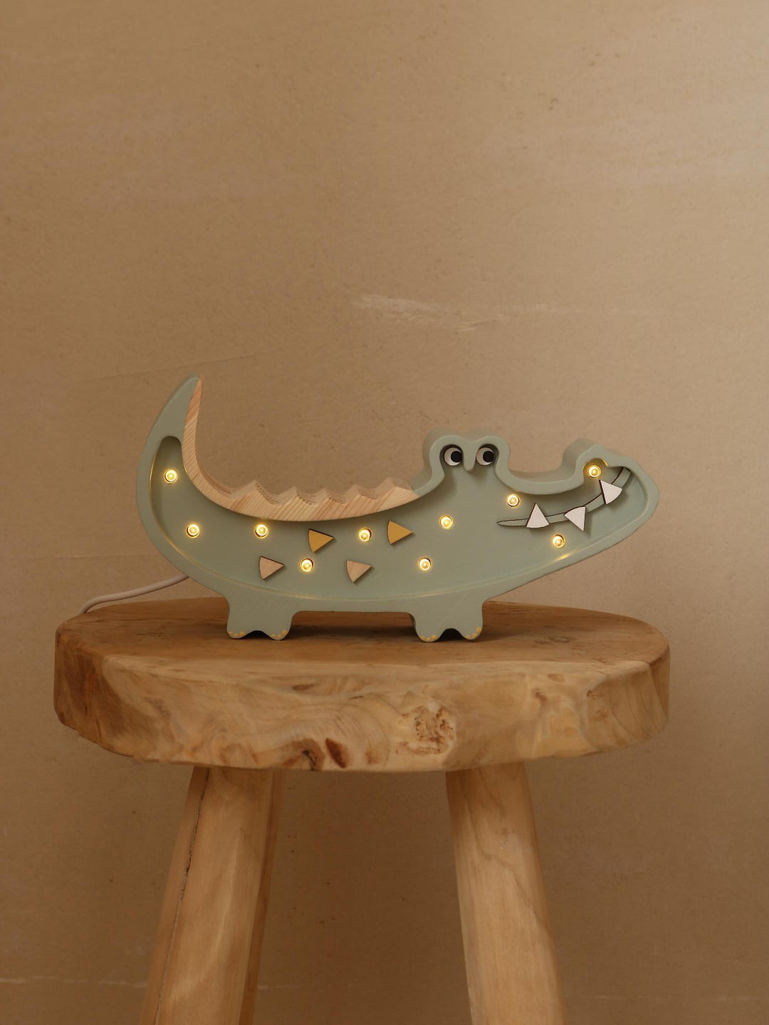 Wooden Crocodile Night Light for Kids Safari Lamp Boho Nursery Decor ...