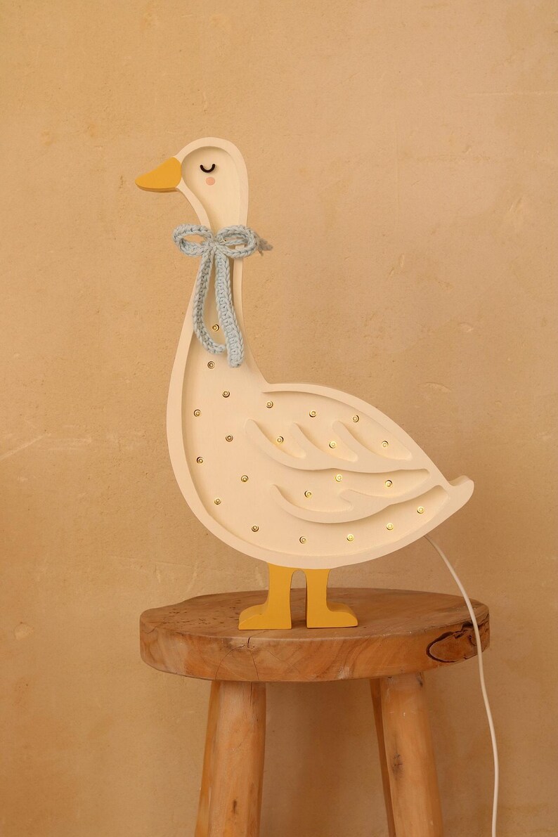 Rustic Goose Night Light – Wooden Nursery Lamp – Farmhouse Style Kids ...