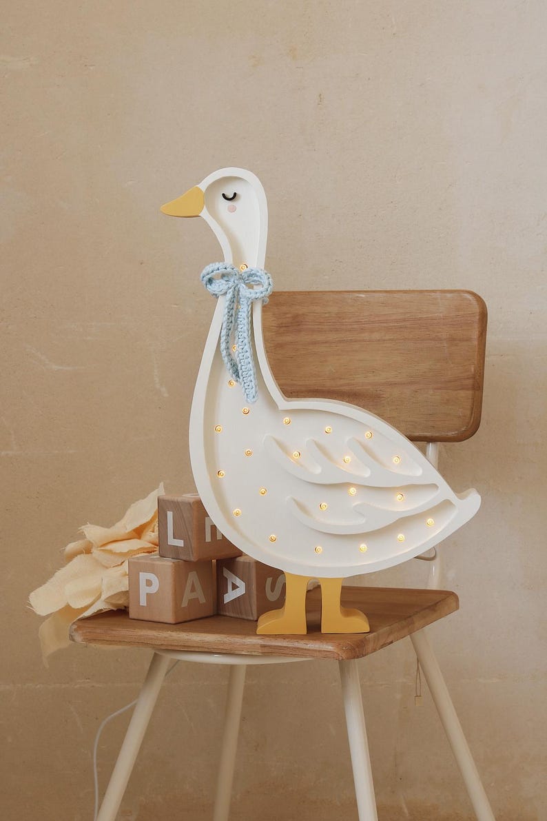Rustic Goose Night Light Wooden Nursery Lamp Farmhouse Style Kids Room ...