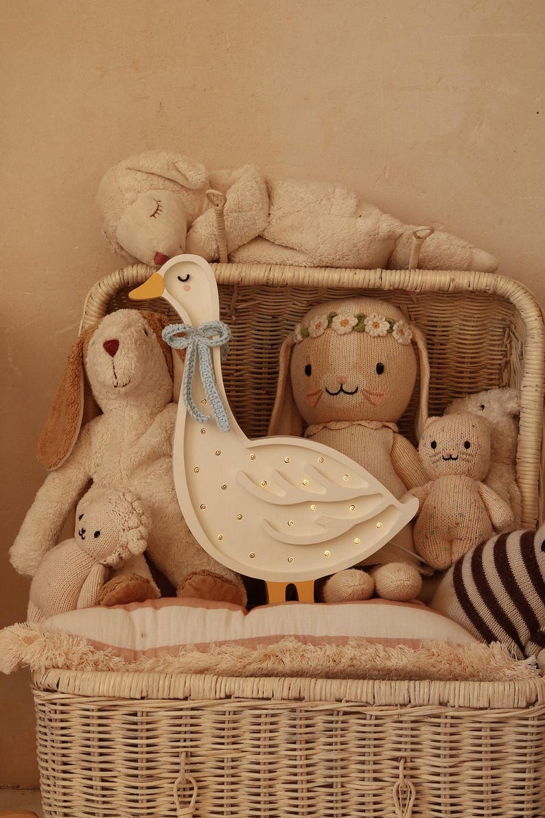Rustic Goose Night Light Wooden Nursery Lamp Farmhouse Style Kids Room ...