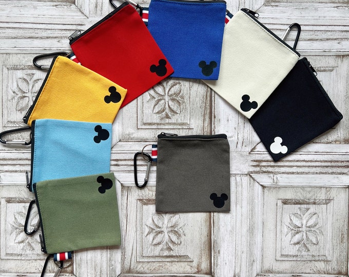 Mouse Pouch, Square Mini 4 Inch Coin Purse, Disney Pouch With Carabiner ...