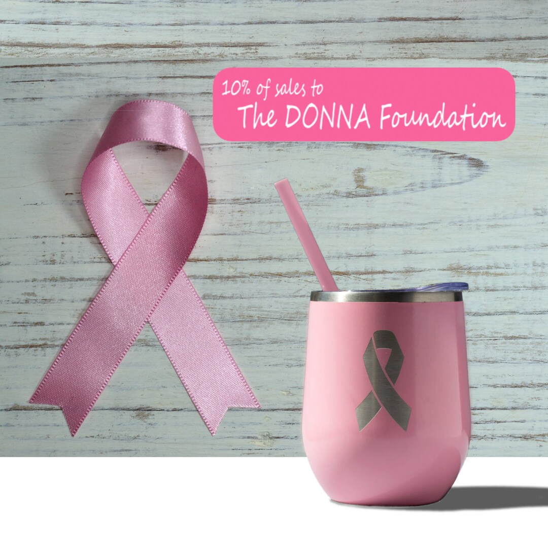 Breast Cancer Awareness Wine Tumbler, Cup With Lid and Straw, Pink ...
