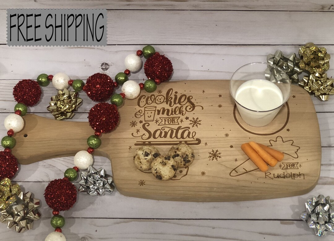 Cookies & Milk for Santa Plate, Treats for Santa, Christmas Eve ...