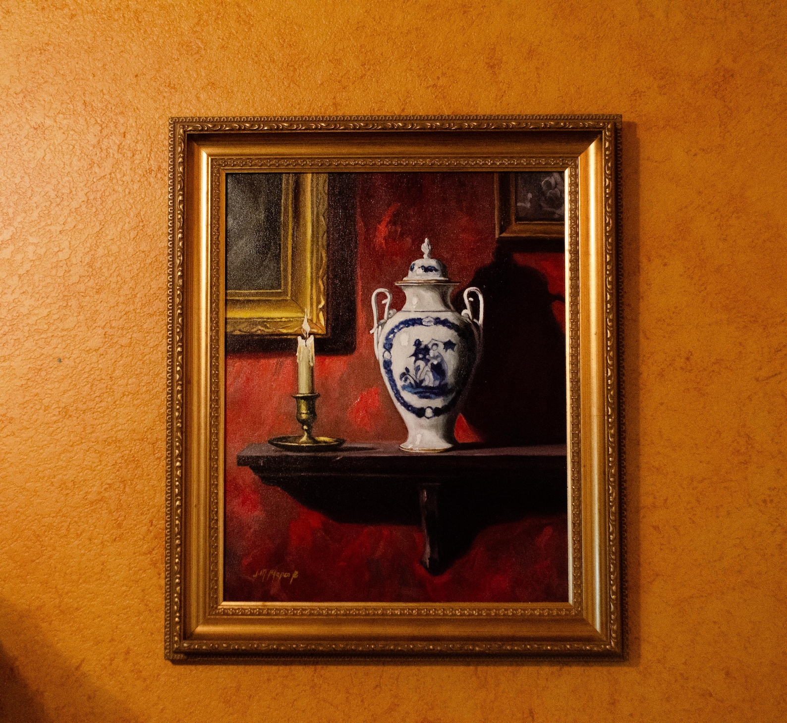 Still Life Ceramic and Candle. 21 X 25 frame Size Included Oil on ...