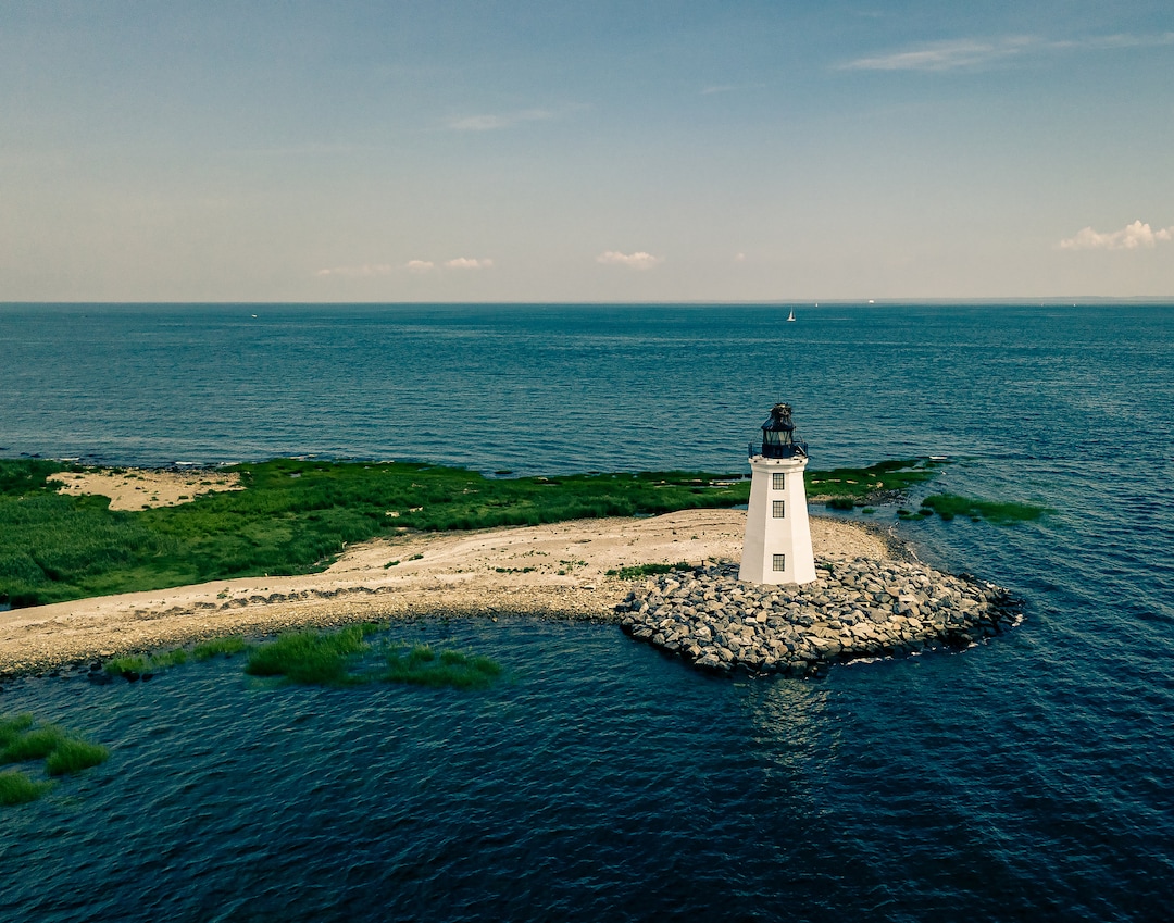 Drone Photography of Fayerweather Lighthouse in Bridgeport, Connecticut ...