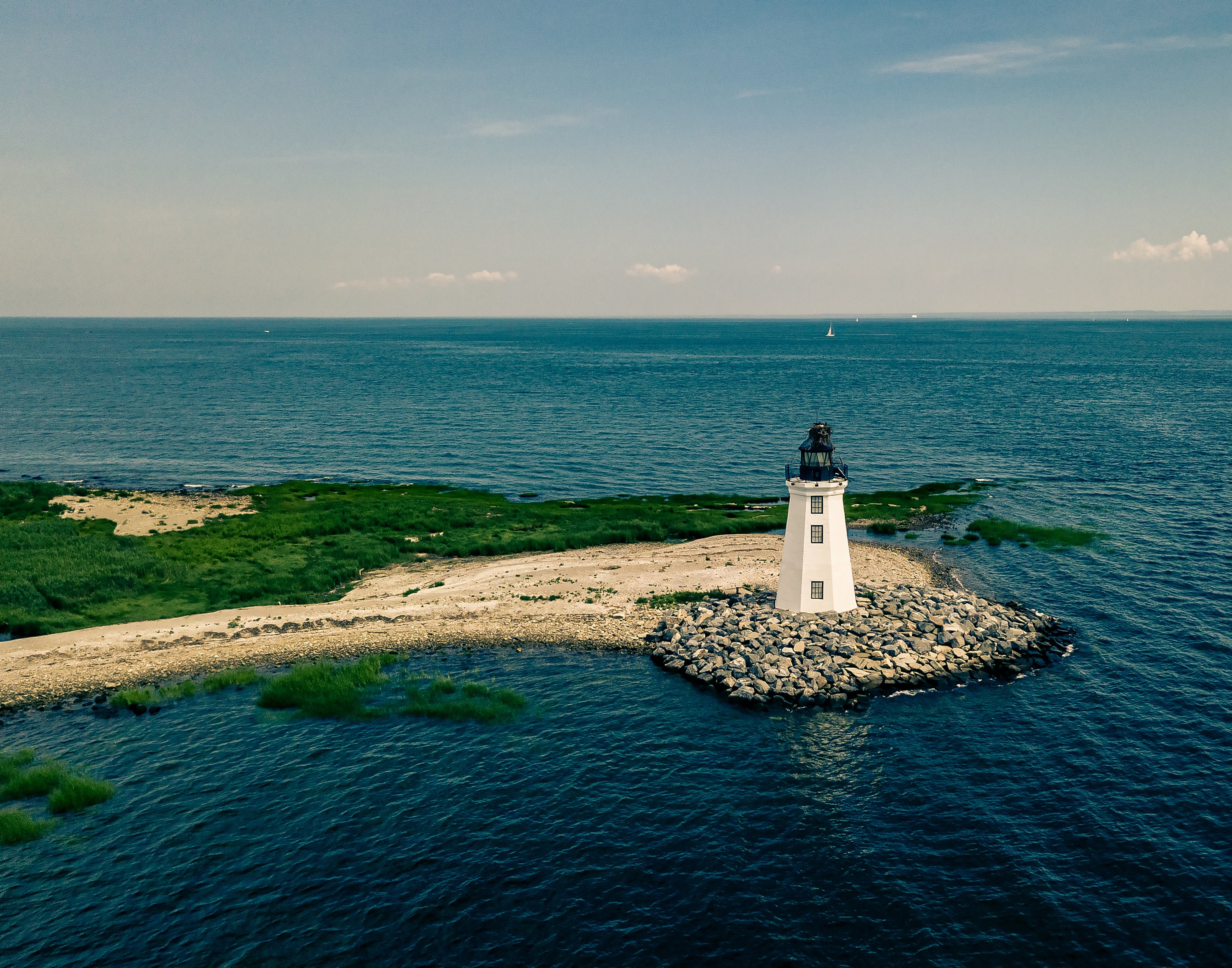 Drone Photography of Fayerweather Lighthouse in Bridgeport, Connecticut ...