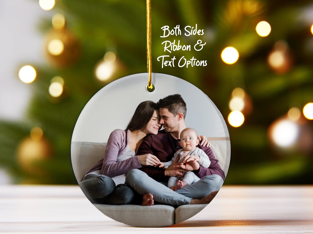 Custom Photo Ornament Porcelain Two Sided Christmas Ornament First ...