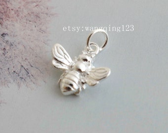 Silver Bee Charms | Etsy