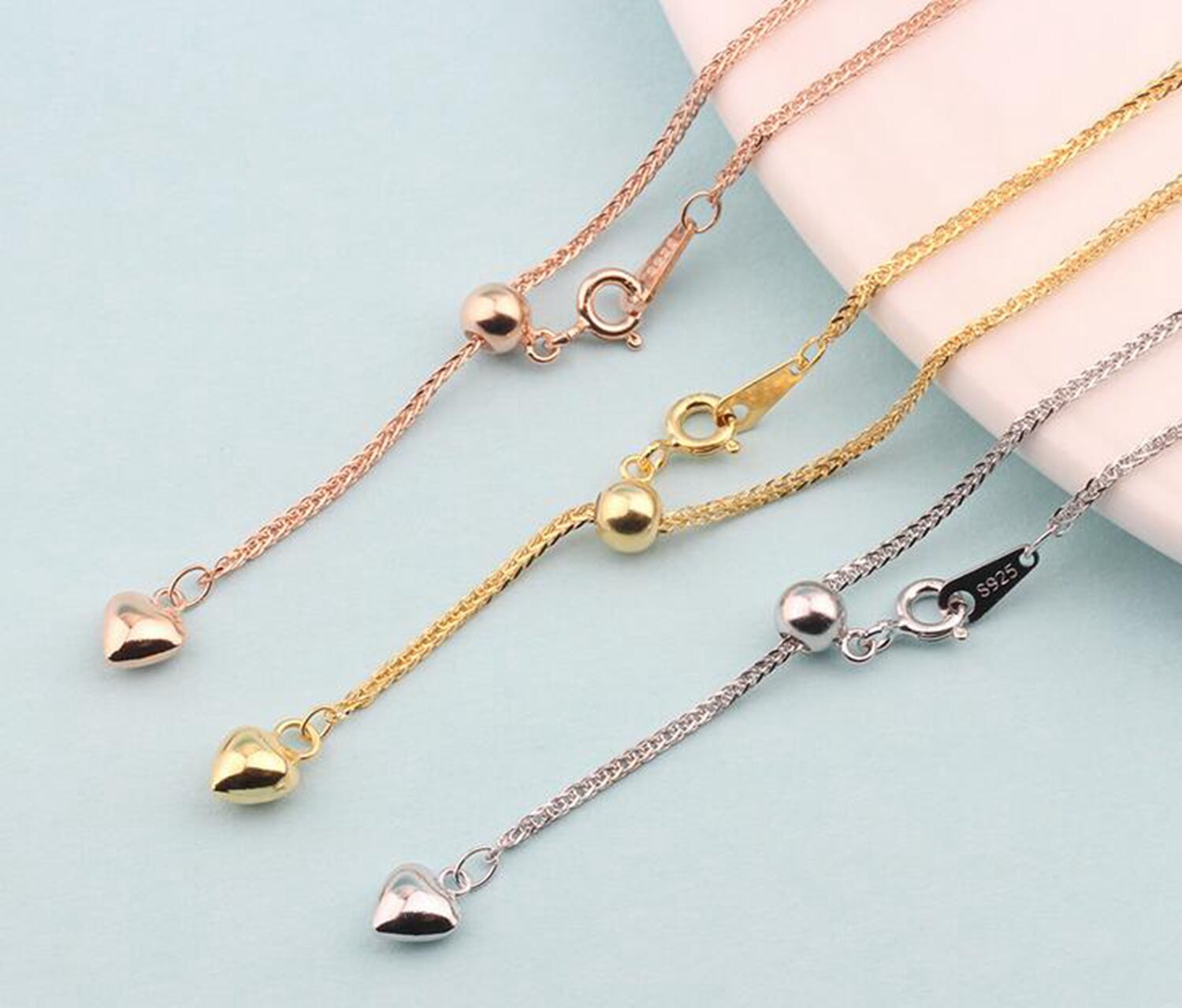 Solid 925 sterling silver adjustable 65cm chain 26 inch | Etsy