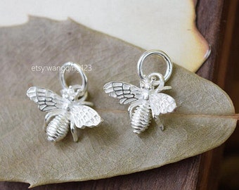 Silver Bee Charms | Etsy