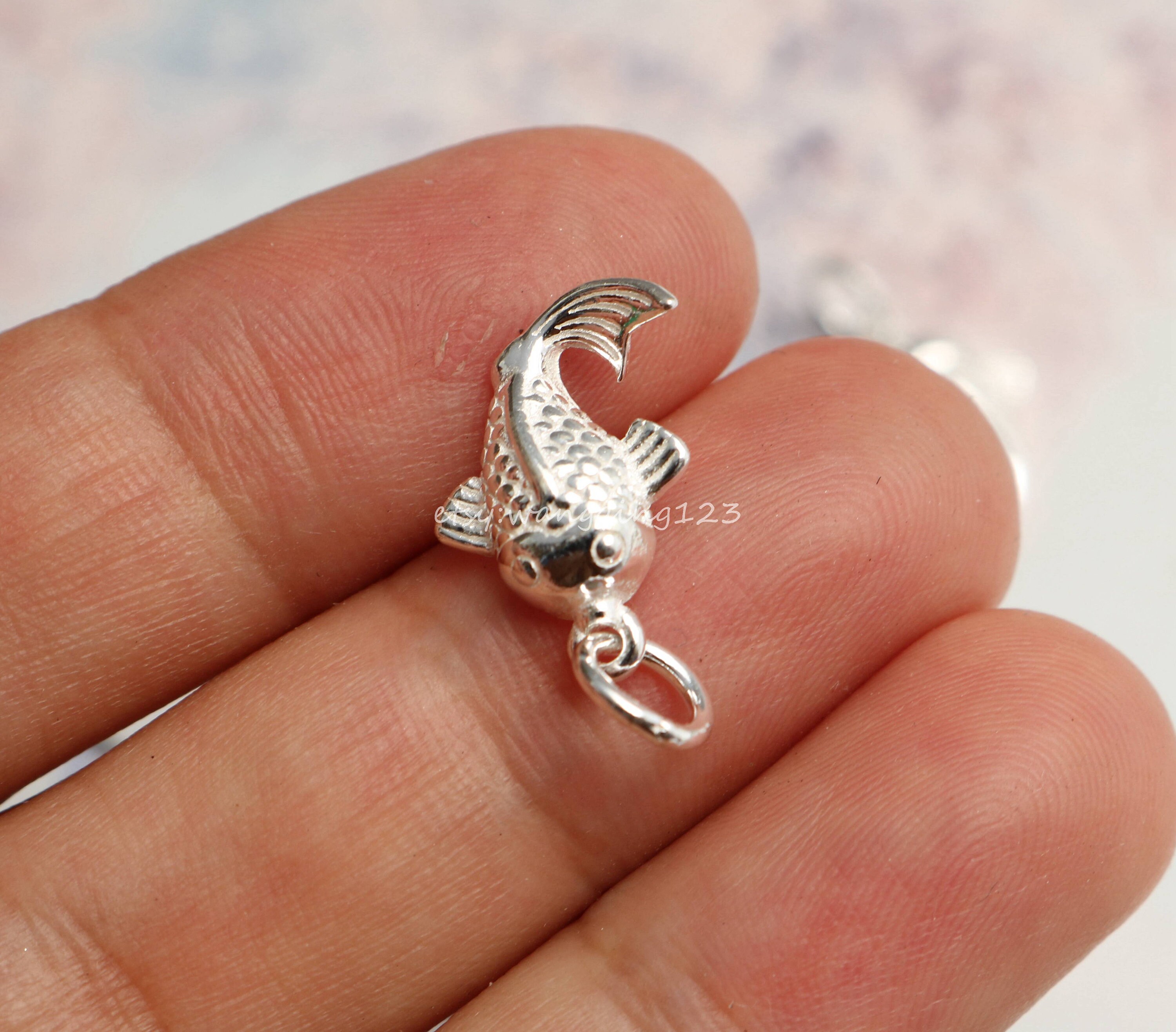 Solid Sterling Silver Koi Fish Charm Pendant 13x10mm | Etsy