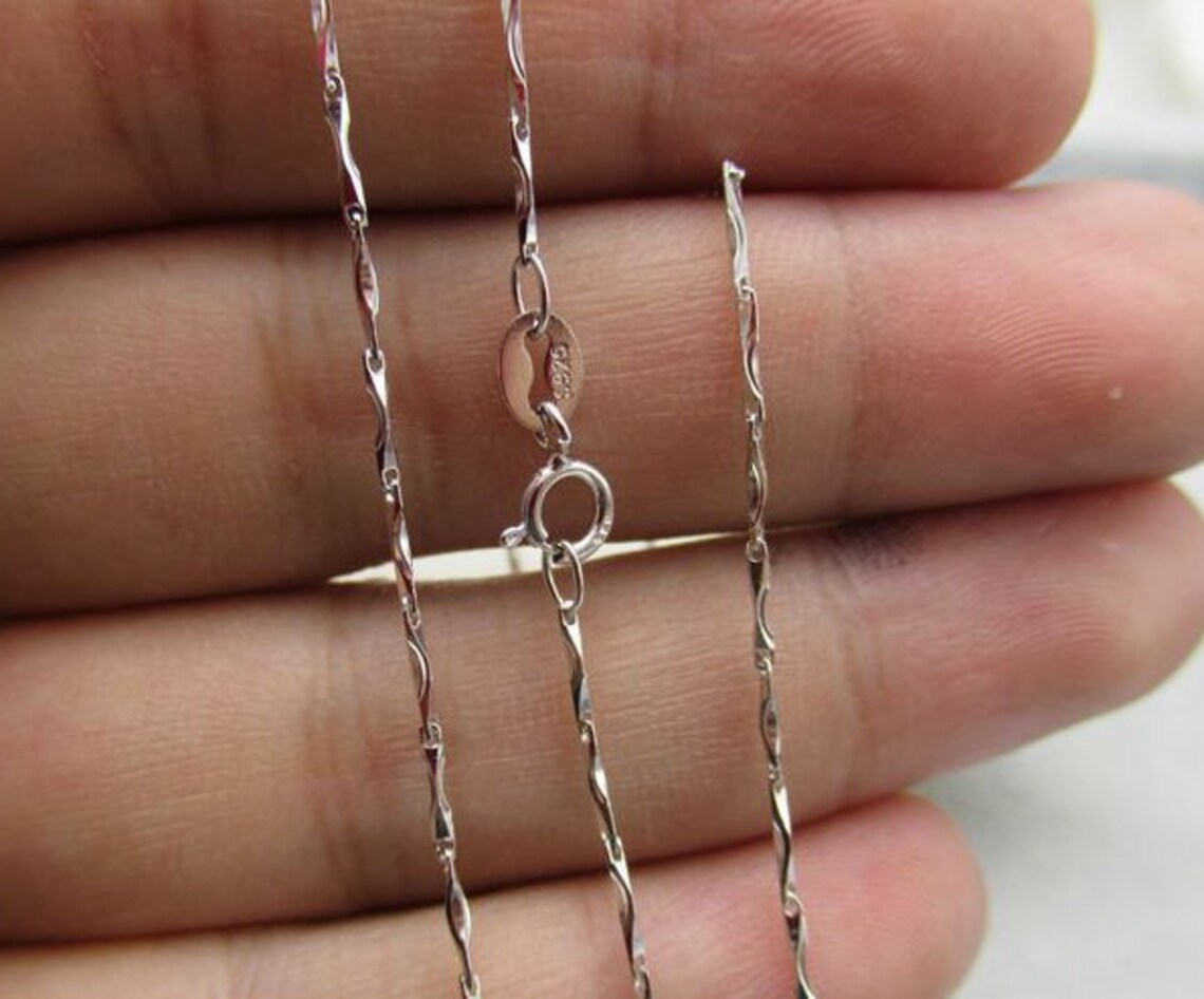 Sterling Silver 45cm twisted bar Chain 18 inch Finished Chain | Etsy