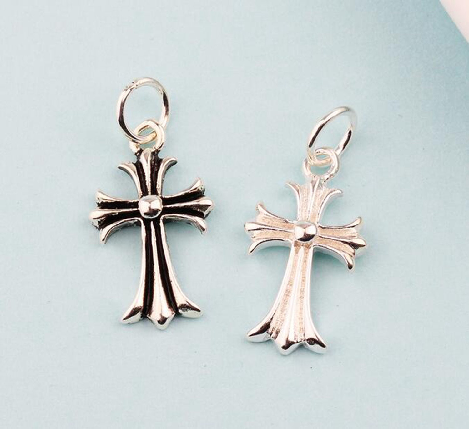 Solid 925 sterling silver cross charm pendant charms pendants | Etsy