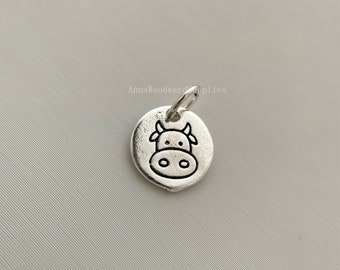 Silver Cow Charm | Etsy