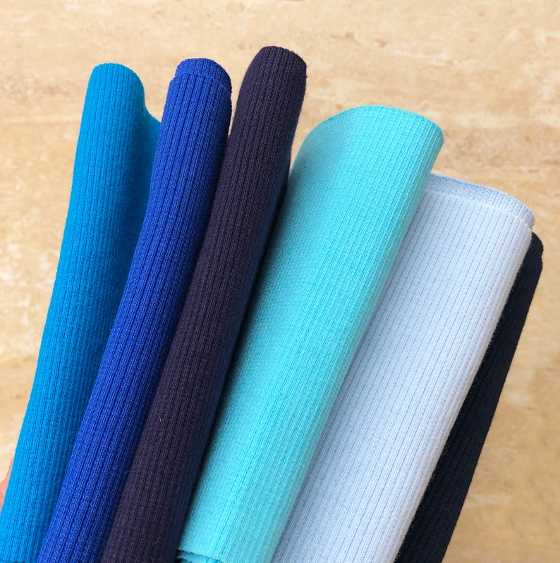 Blue Stretchy Rib Knit Fabric Trims for Cuffs Waistband | Etsy