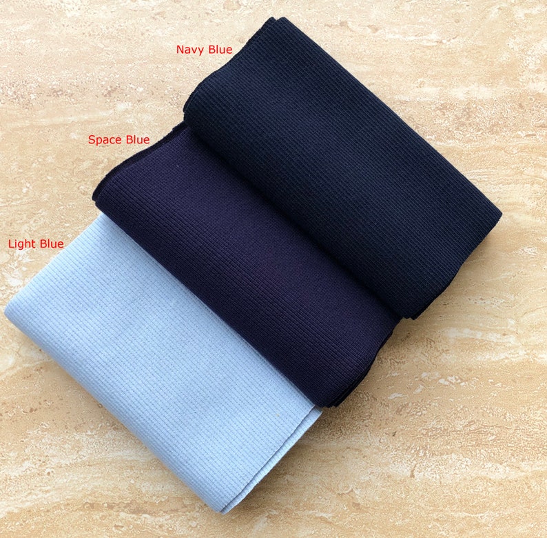 Blue Stretchy Rib Knit Fabric Trims for Cuffs Waistband | Etsy
