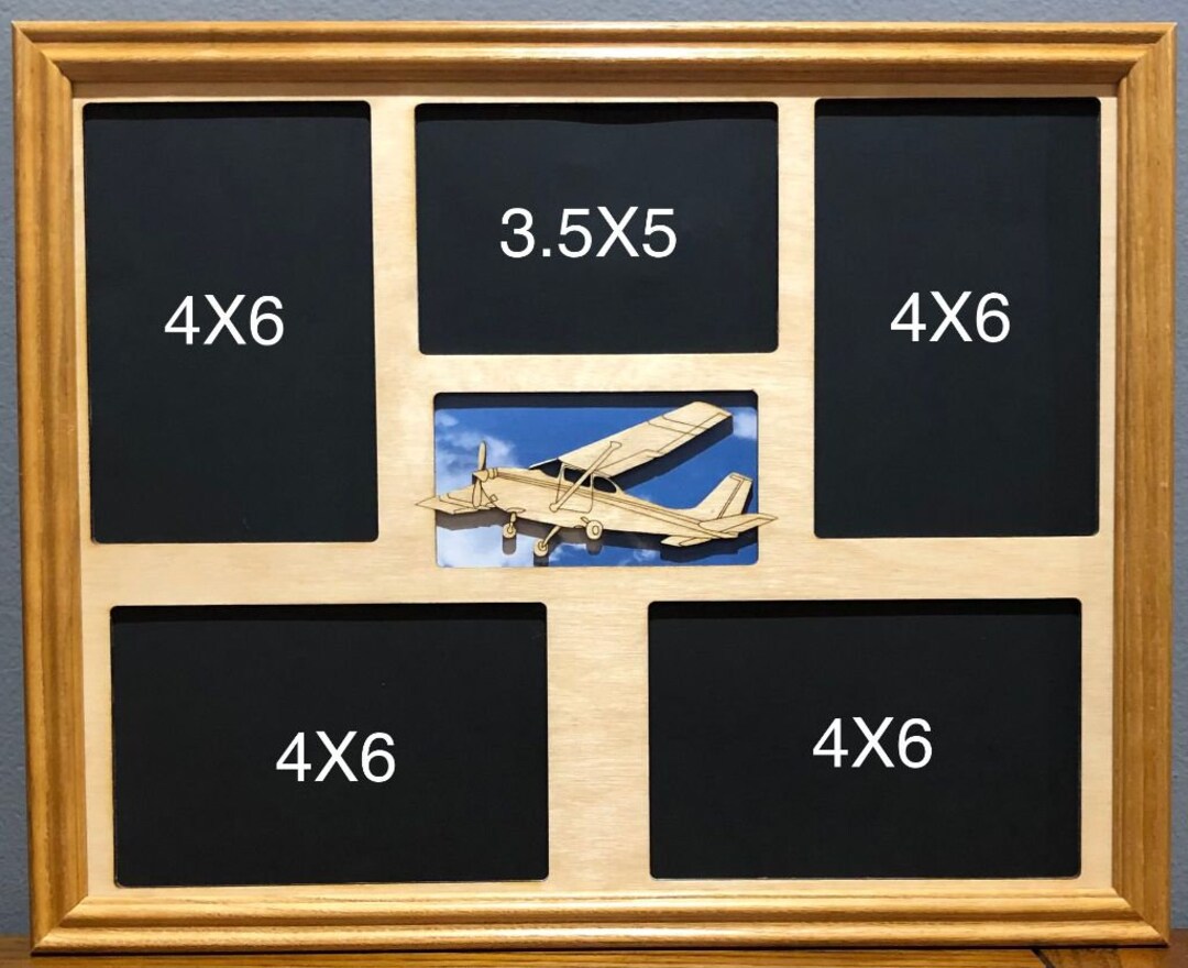 11x14 Airplane Flying Laser Engraved Picture Frame With 5 Photo Holes ...