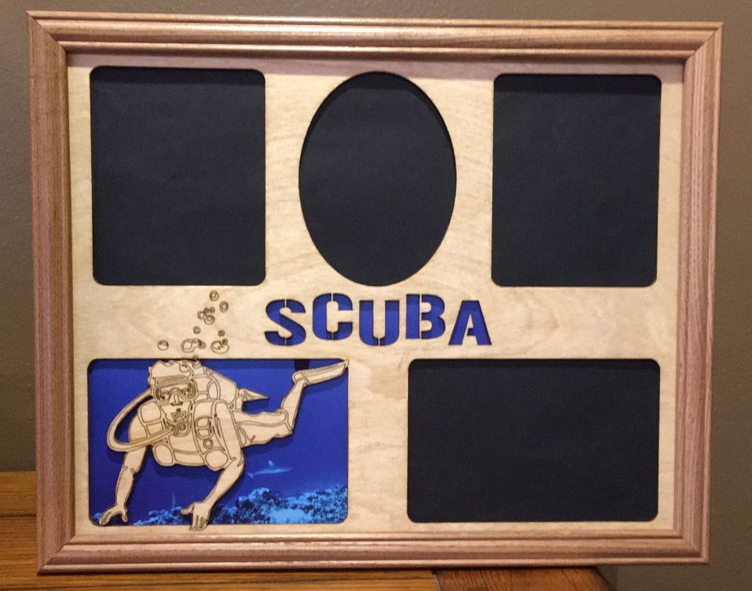 11x14 Scuba Diving Vacation Laser Engraved Picture Frame with 4 Photo ...