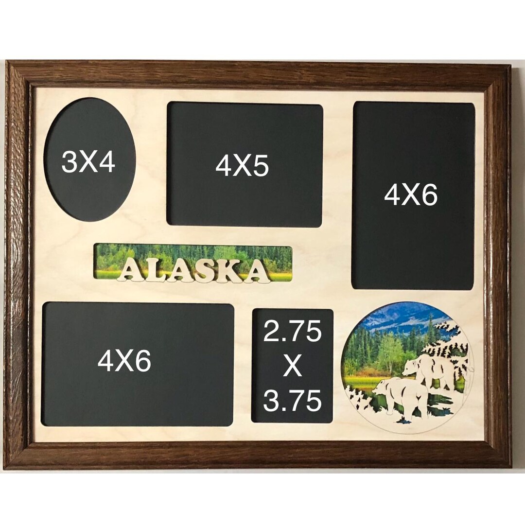 11x14 Alaska Vacation Laser Engraved Picture Frame With 5 Photo Holes ...