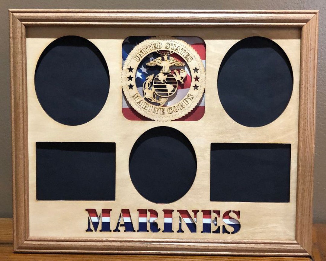 11x14 US Marines Laser Engraved Picture Frame With 5 Photo Holes ...