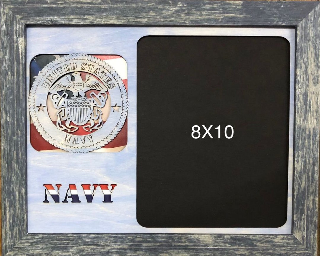 11x14 US Navy Laser Engraved Picture Frame With Aqua Blue Matte and ...